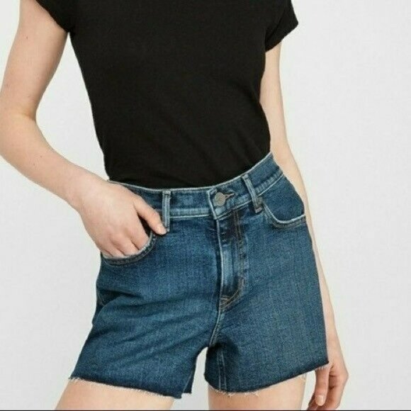 Express | Shorts | New Express Womens Size 0 Blue Curvy Midi High Rise ...